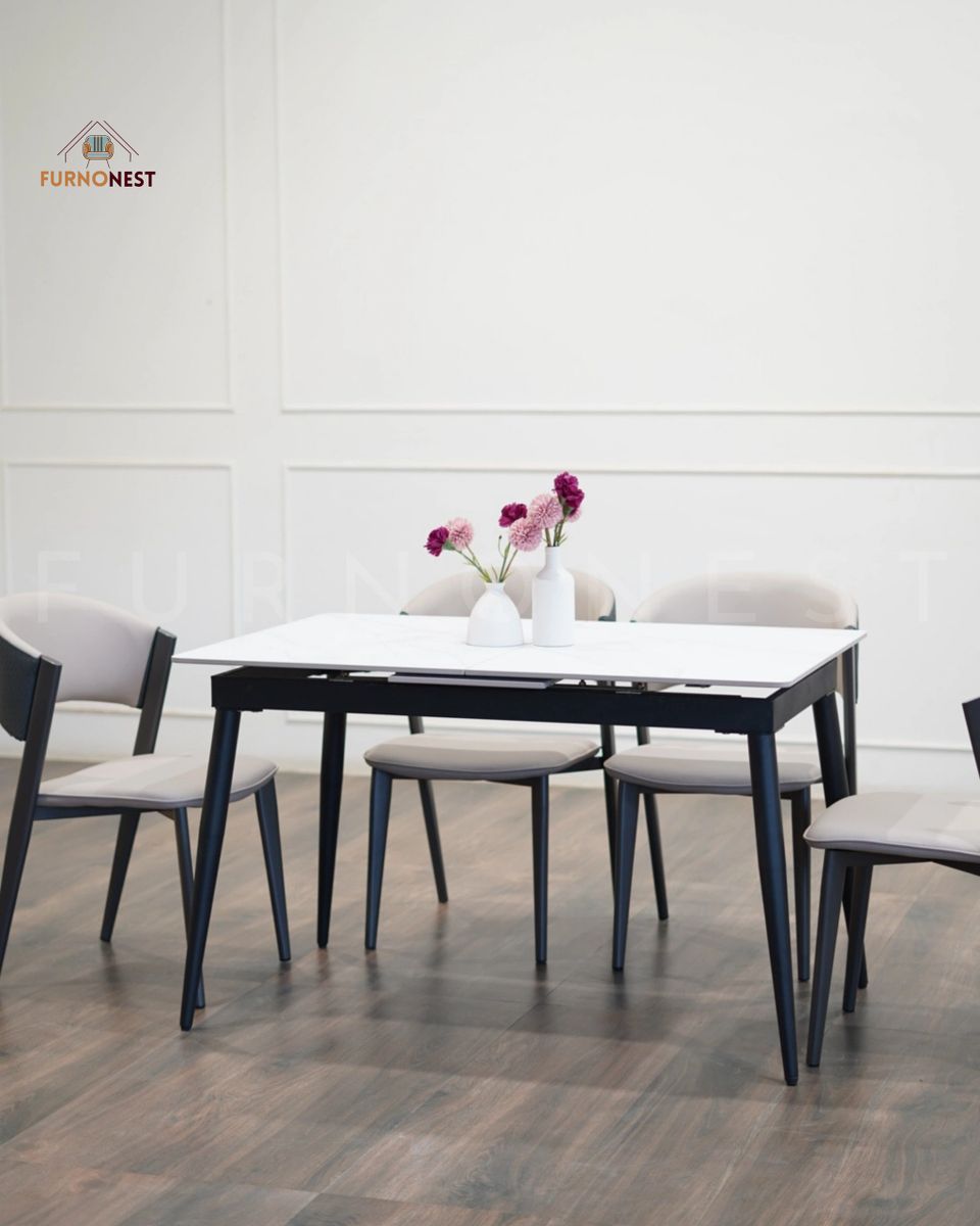 EDGAR MODERN EXTENDABLE TELESCOPIC DINING TABLE - SMART FURNITURE EXTENDABLE RECTANGULAR ...